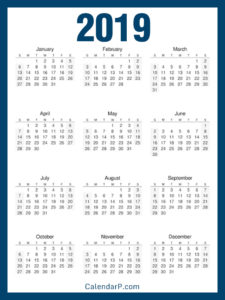 Printable Free 2019 Calendar – CalendarP | Printables