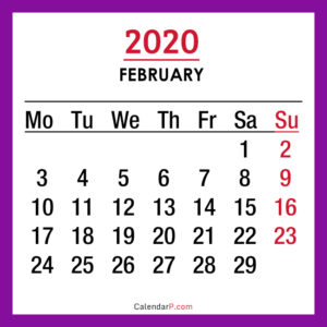 2020 Monthly Calendars Printable Free – Monday Start, Purple ...