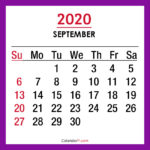 2020 Monthly Calendars Printable Free – Sunday Start, Purple ...