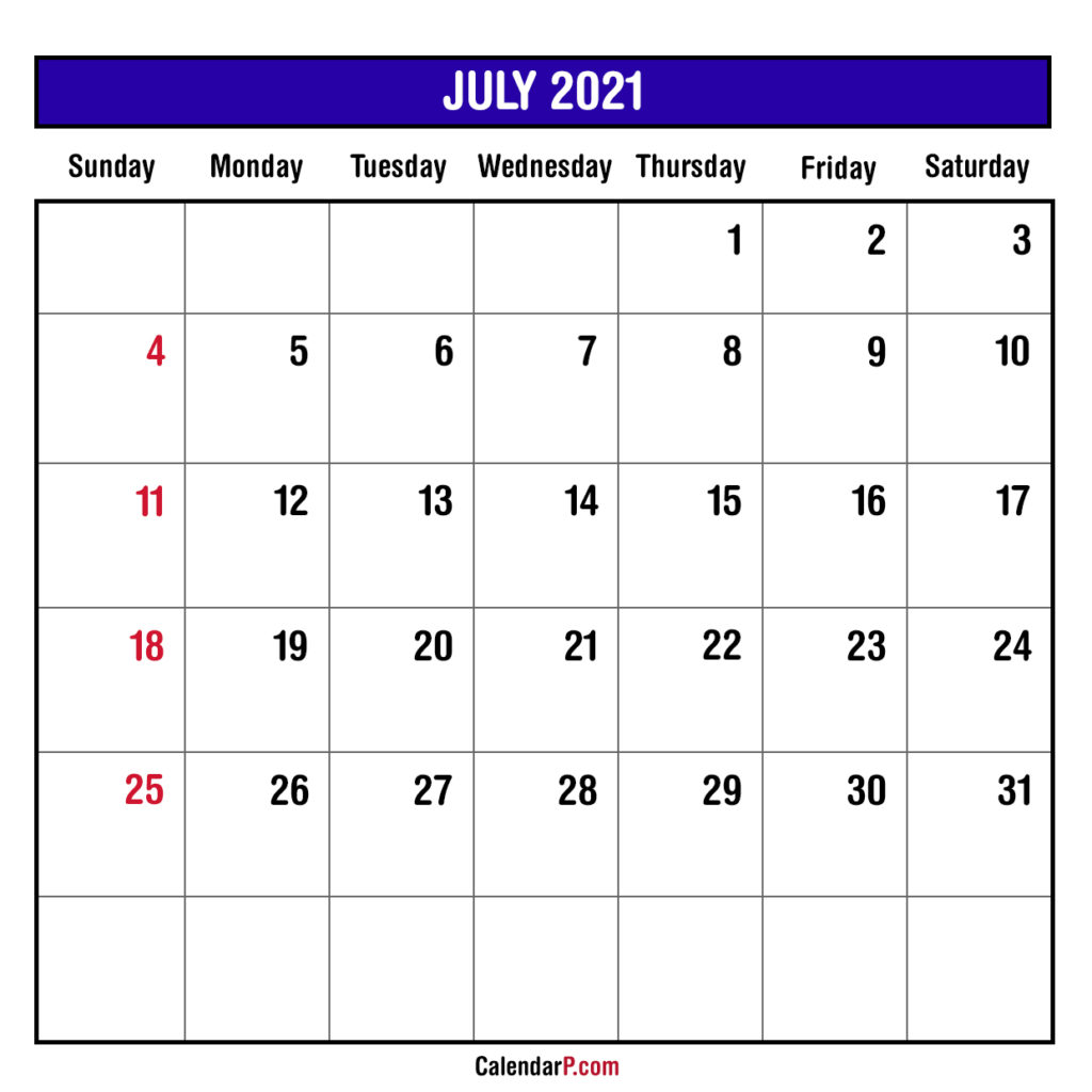 2021 Monthly Planner Printable Free – Sunday Start, Blue – CalendarP ...