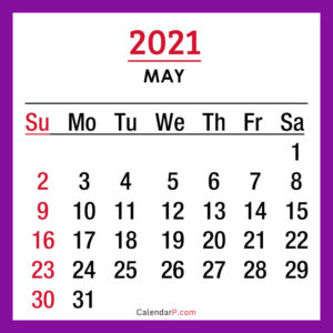 2021 Monthly Calendars Printable Free – Sunday Start, Purple ...